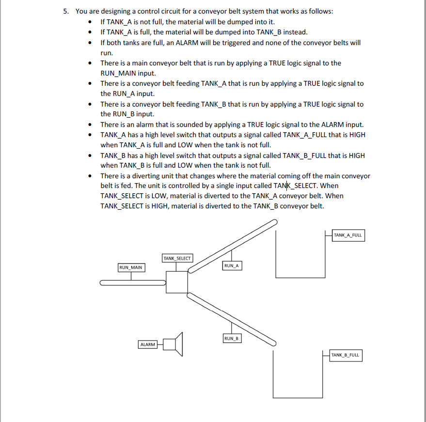 5. You are designing a control circuit for a conveyor | Chegg.com