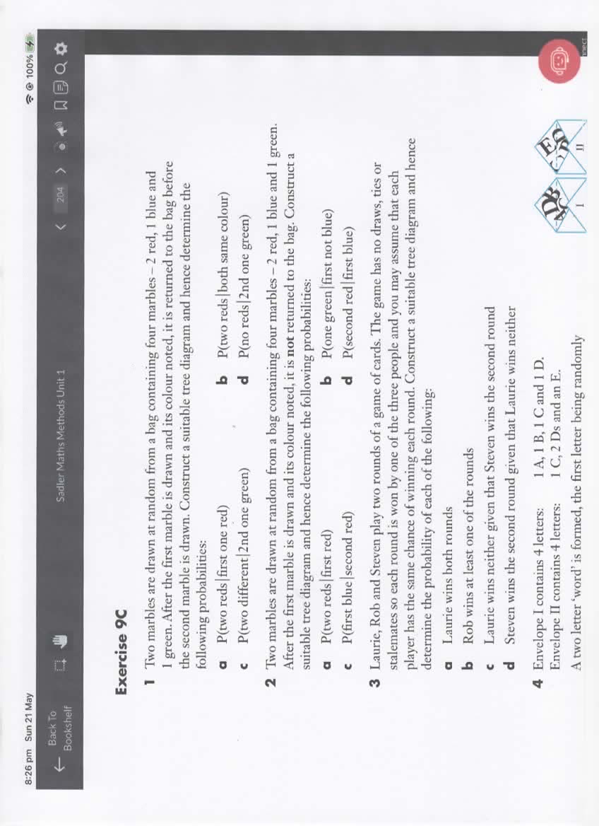 Solved 1 Two marbles are drawn at random from a bag | Chegg.com