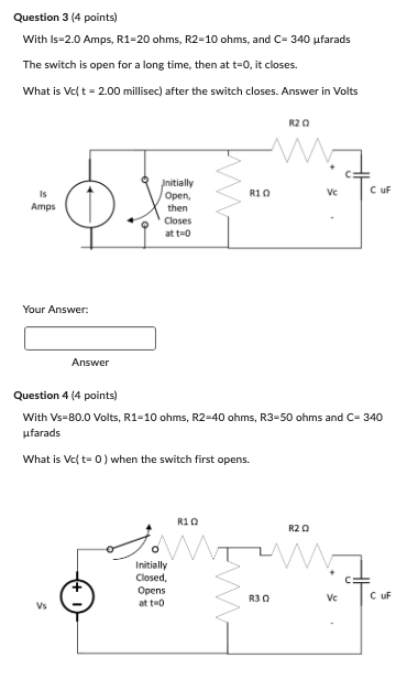 Solved Question 3 (4 points) With Is =2.0 Amps, R1=20 ohms, | Chegg.com