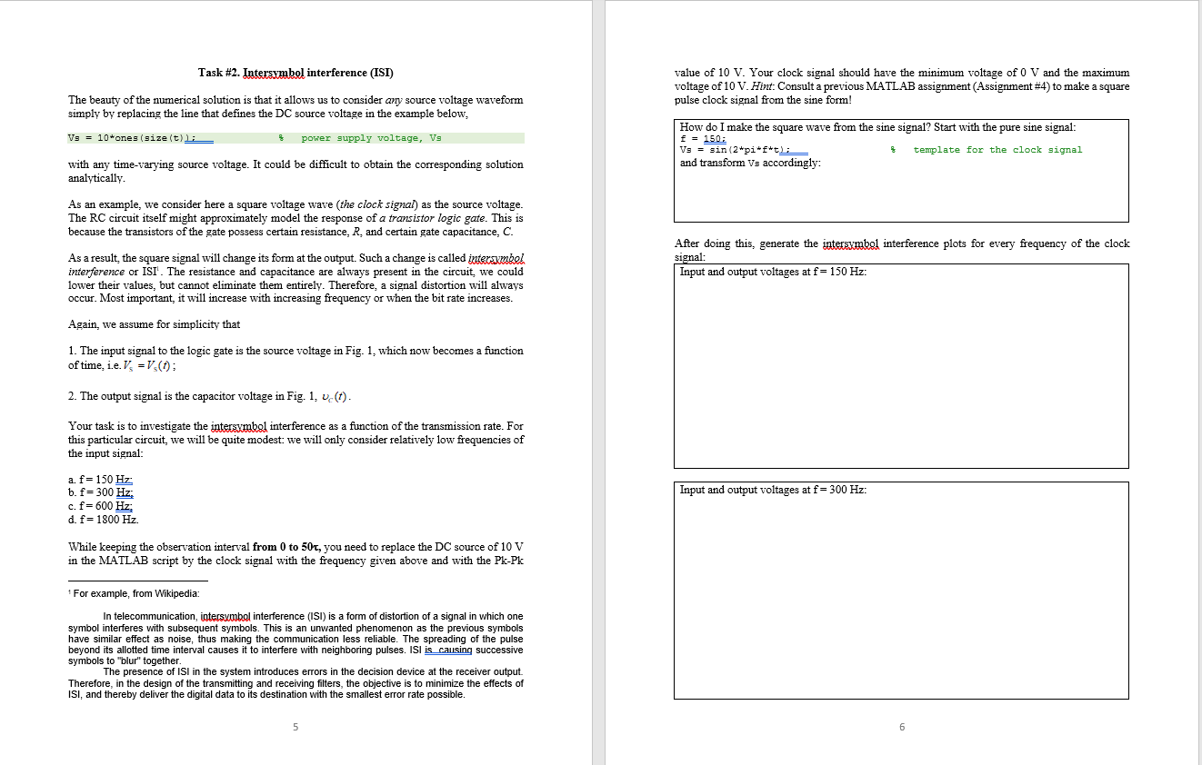 MATLAB PROBLEM 6 ECE 2010 A20 Introduction to | Chegg.com