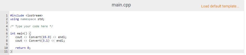 Solved Write a Convert() function that casts the parameter | Chegg.com