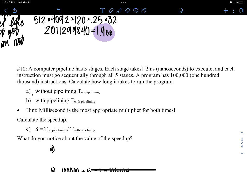Solved lifhe 512×4092×120×.25×32 ogot 2011299840=1.9GB \#10: | Chegg.com