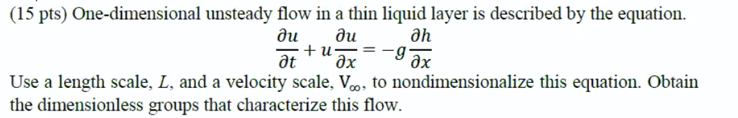 Solved (15 pts) One-dimensional unsteady flow in a thin | Chegg.com