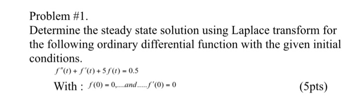 Solved Determine the steady state solution using Laplace | Chegg.com