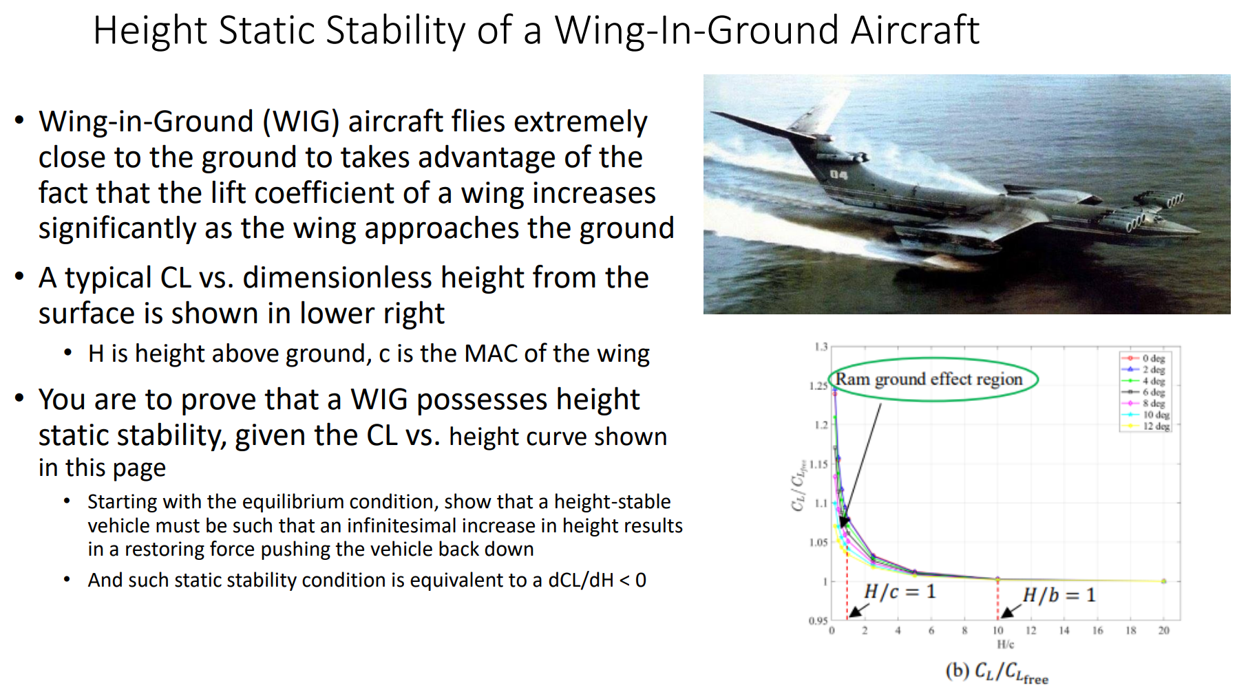 Height Static Stability of a Wing-In-Ground Aircraft | Chegg.com