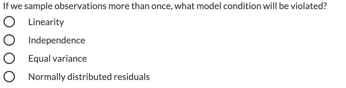 Solved If we sample observations more than once, what model | Chegg.com