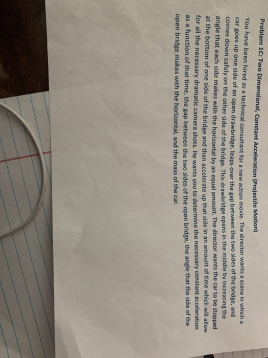 Solved Problem 1C: Two Dimensional, Constant Acceleration | Chegg.com