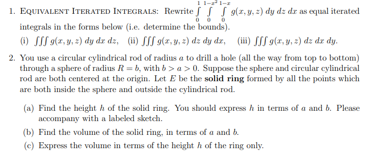Solved Equivalent Iterated Integrals: Rewrite R 1 0 1−x 2 R | Chegg.com