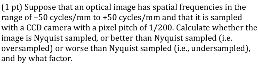 Solved (1 ﻿pt) ﻿Suppose that an optical image has spatial | Chegg.com