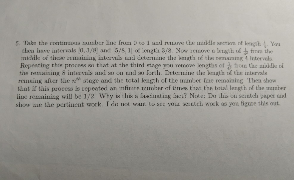 Solved 5. Take the continuous number line from 0 to 1 and | Chegg.com