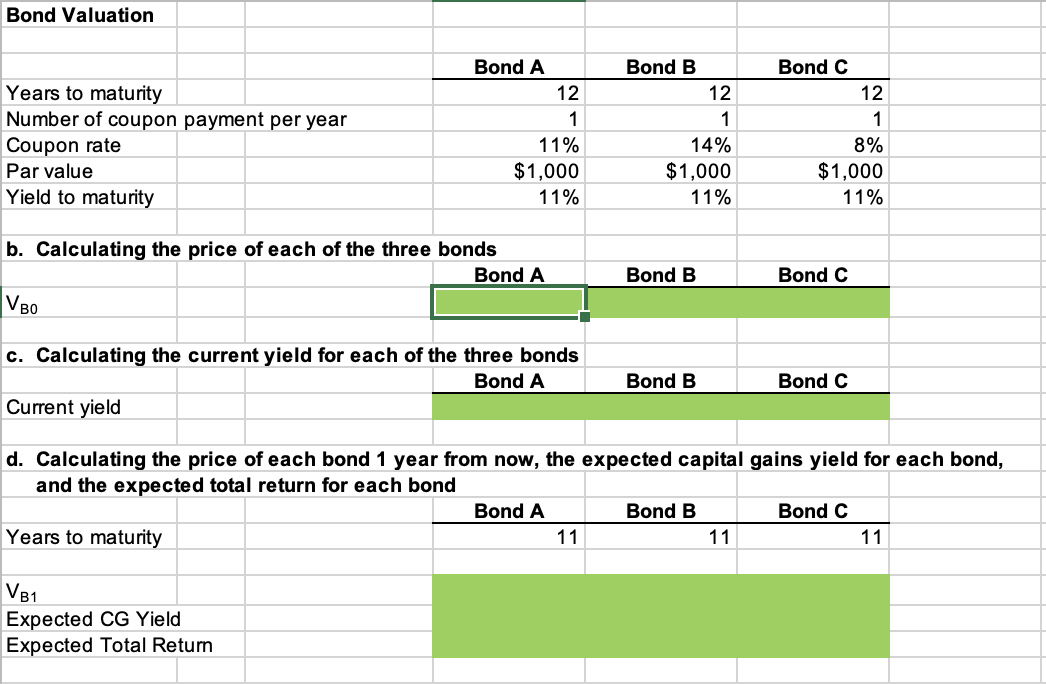 Solved Excel Activity: Bond Valuation Clifford Clark is a | Chegg.com