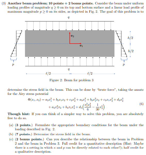 3) Another beam problem; 10 points +2 bonus points. | Chegg.com