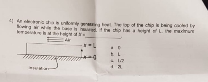 Solved 4") An electronic chip is uniformly generating heat. | Chegg.com