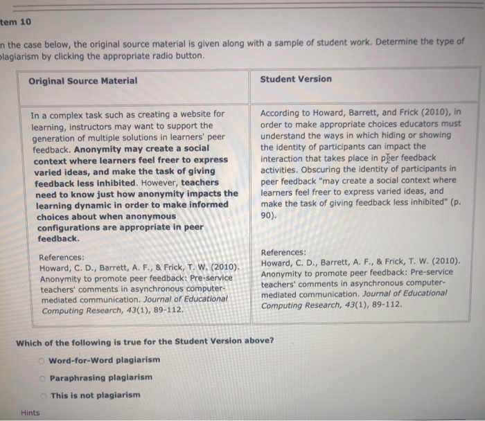 Solved Hints Item 6 In the case below, the original source | Chegg.com