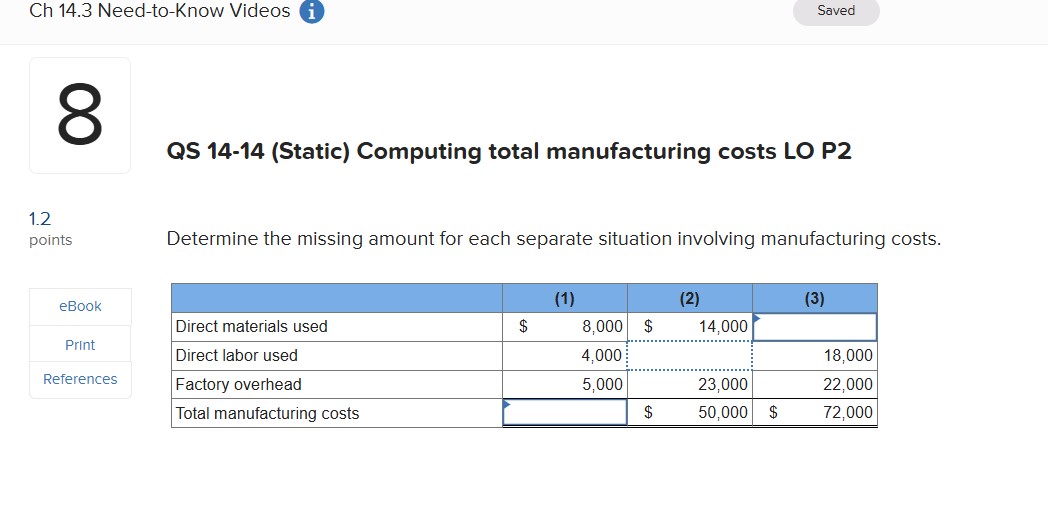 Solved Ch 14.3 ﻿Need-to-Know Videos (i)QS 14-14 (Static) | Chegg.com
