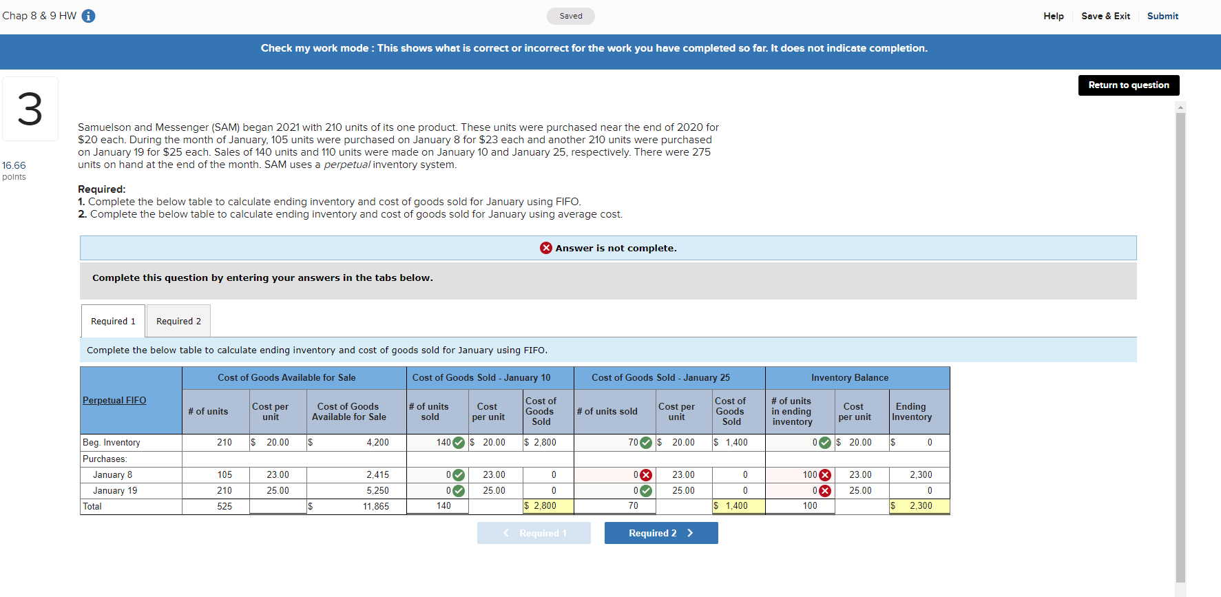 Solved Chap 8 & 9 HW Saved Help Save & Exit Submit Check my | Chegg.com