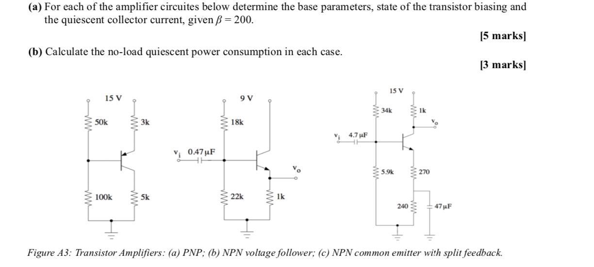 Solved (a) For each of the amplifier circuites below | Chegg.com