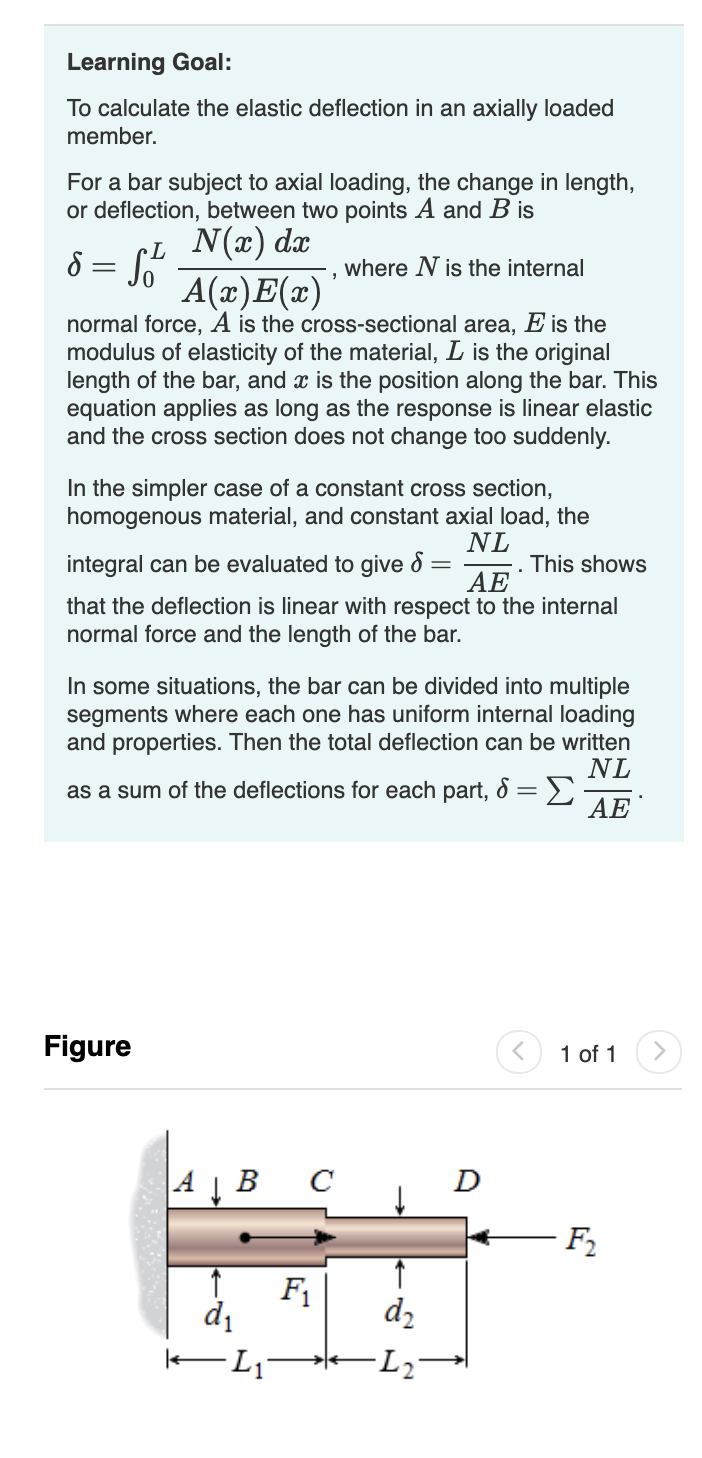 Solved Learning Goal: To calculate the elastic deflection in | Chegg.com