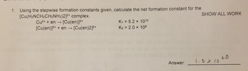 Solved Using the stepwise formation constants given, | Chegg.com