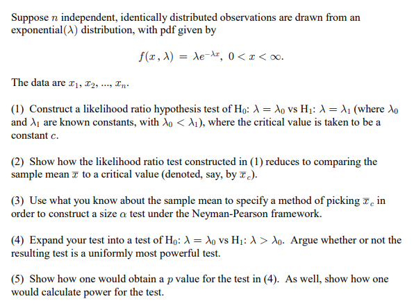 Suppose n independent, identically distributed | Chegg.com