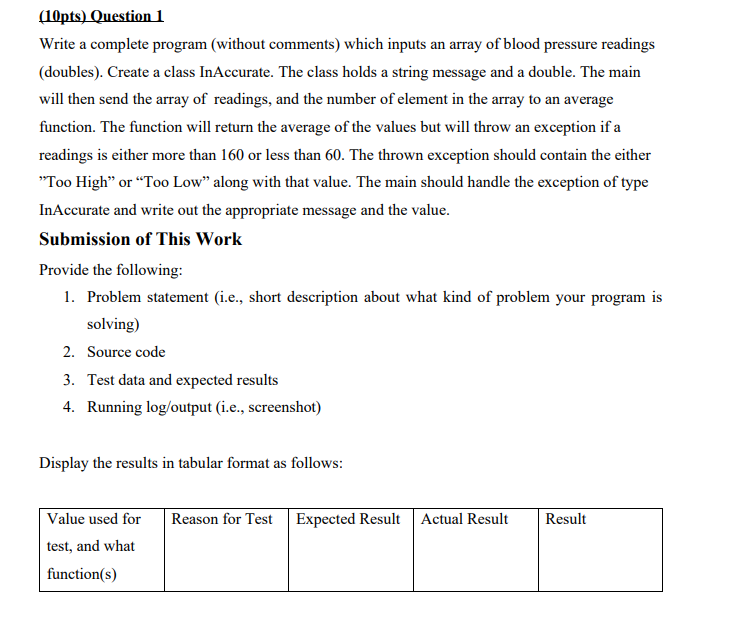 (10pts) Question 1 Write a complete program (without | Chegg.com