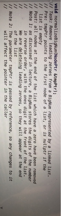 Solved void normalizeBigNum(odPtr&tmpPtr) // Task: Remove | Chegg.com