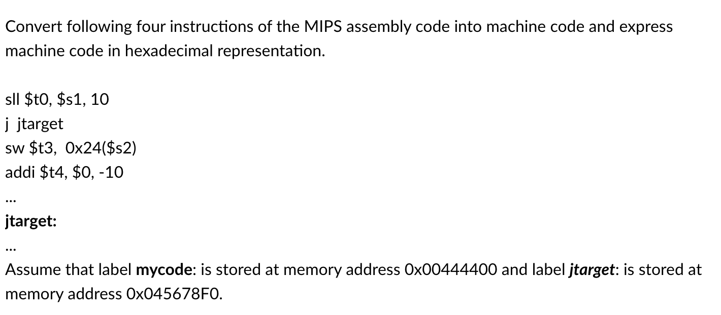 Solved Convert following four instructions of the MIPS | Chegg.com