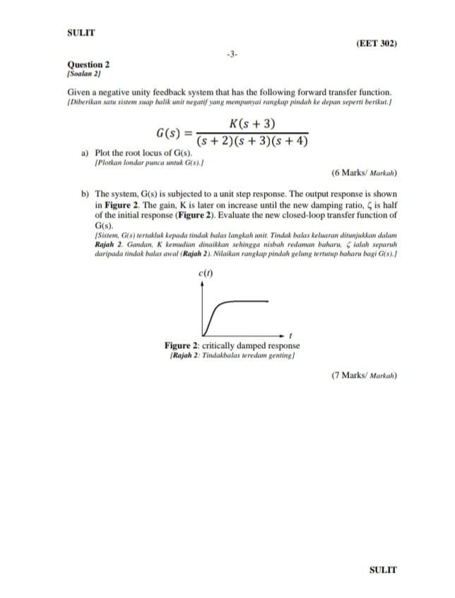 Solved SULIT (EET 302) Question 2 Soalan 21 Given a negative | Chegg.com