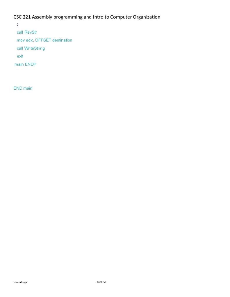 Solved Csc 221 Assembly Programming And Intro To Computer 