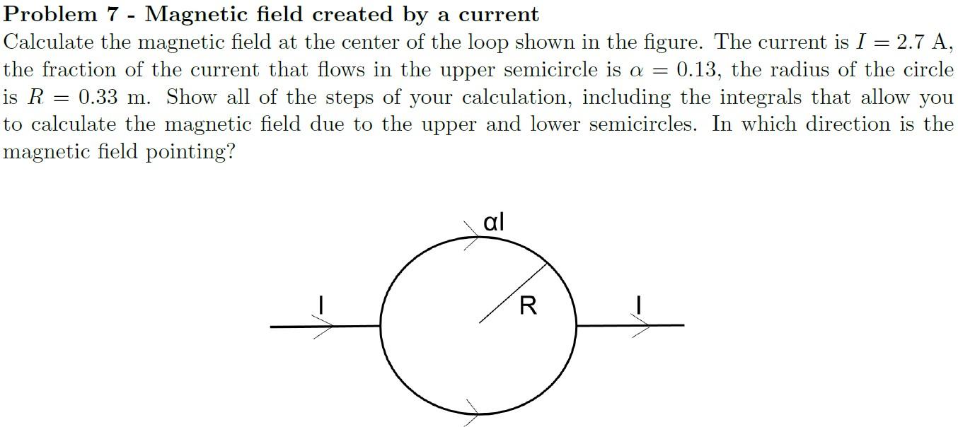 Solved Problem 7 - Magnetic field created by a current | Chegg.com