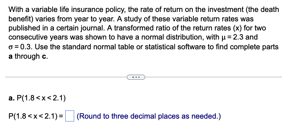 Solved With a variable life insurance policy, the rate of | Chegg.com