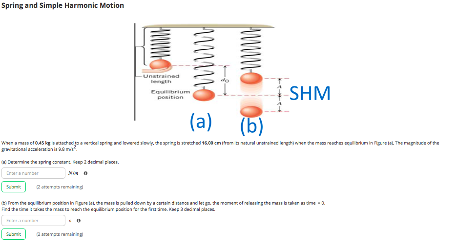 Solved Spring and Simple Harmonic Motion Am Unstrained | Chegg.com