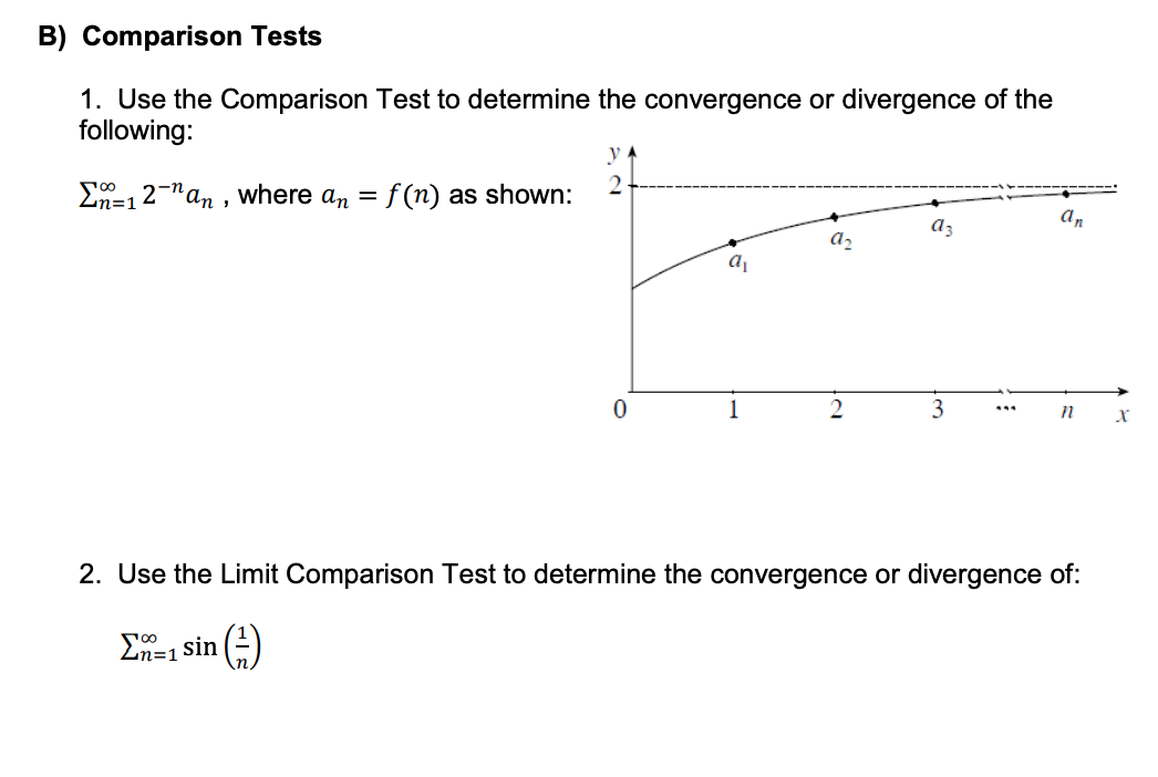 Solved B) Comparison Tests 1. Use the Comparison Test to | Chegg.com