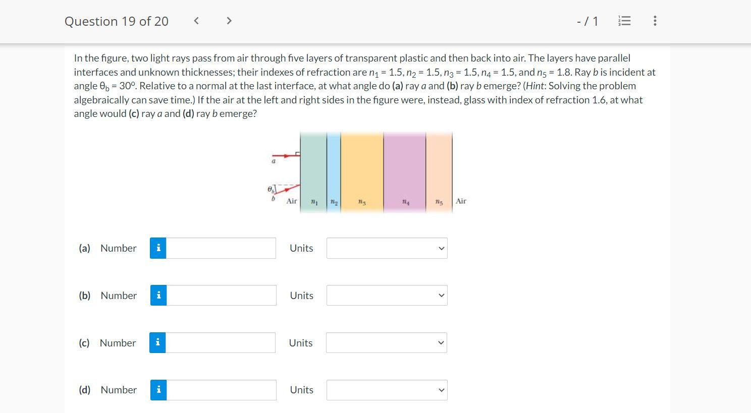 Solved In the figure, two light rays pass from air through | Chegg.com
