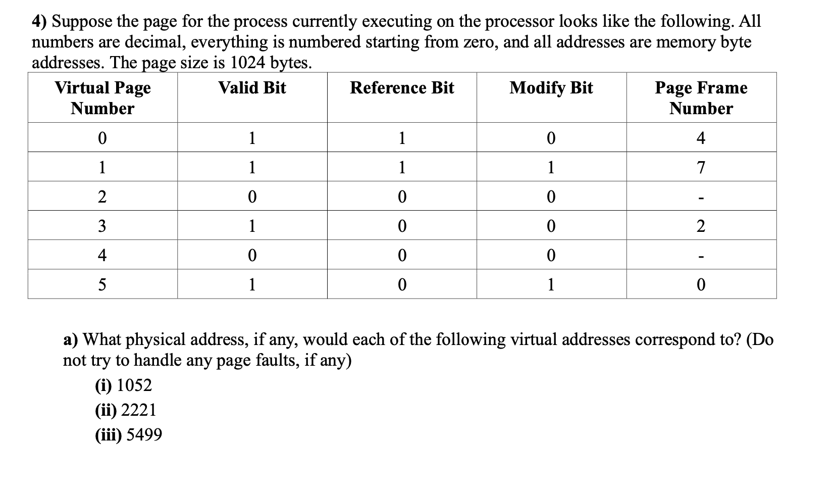 Solved 4) Suppose the page for the process currently | Chegg.com