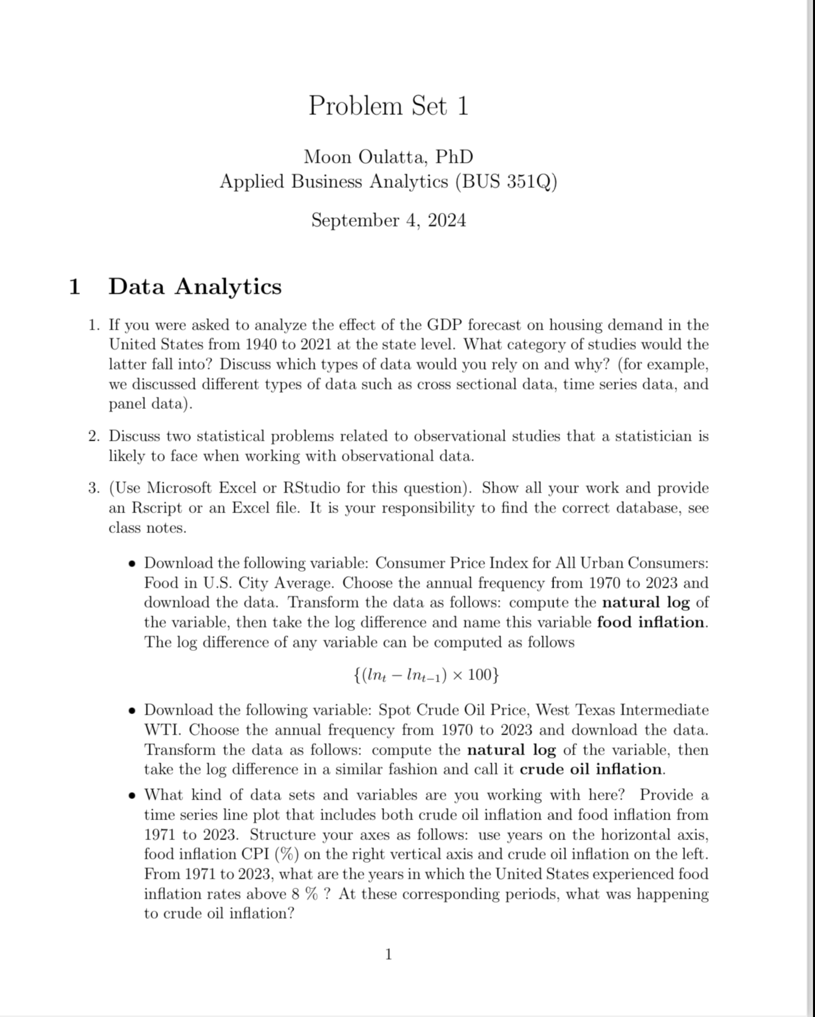 Solved 1 ﻿Data AnalyticsIf you were asked to analyze the | Chegg.com