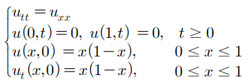 Solved =UTE Utt Ju(0,t)=0, u(1,t) = 0, t20 u(x,0) = x(1-2), | Chegg.com