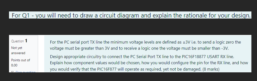 Solved For the PC serial port TX line the minimum voltage | Chegg.com