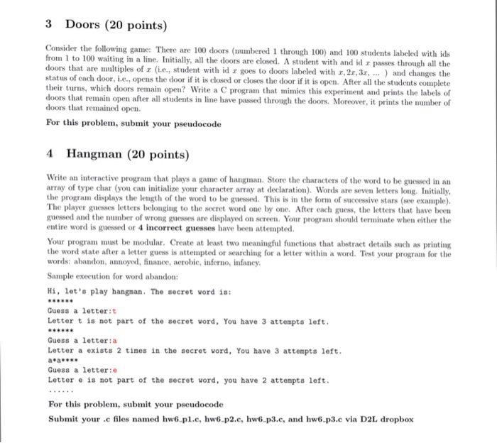 Solved 3 Doors (20 points) Consider the following game: | Chegg.com
