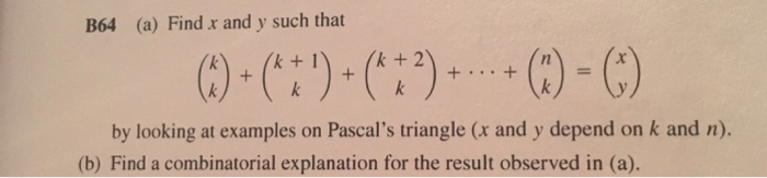 Solved Find x and y such that (k k) + (k + 1 k) + (k + 2 | Chegg.com
