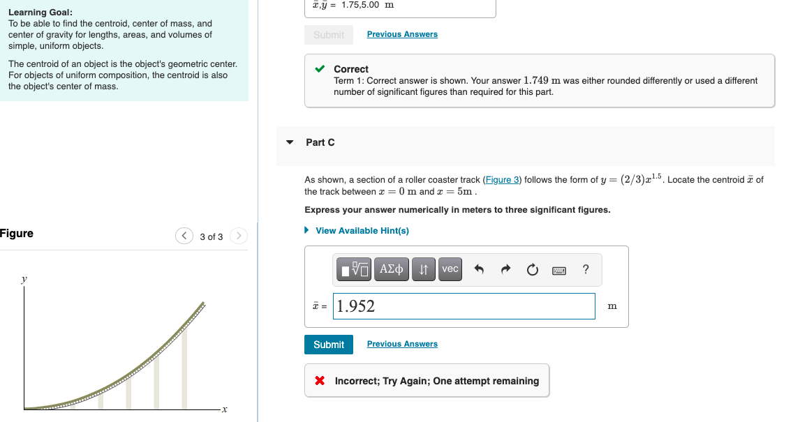 Solved As shown, a section of a roller coaster track | Chegg.com