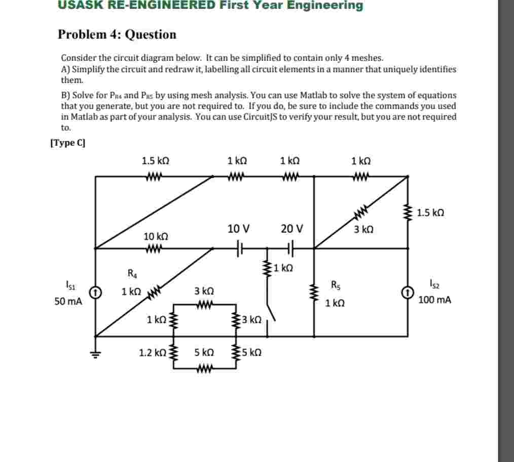 Solved Problem 4: QuestionConsider the circuit diagram | Chegg.com