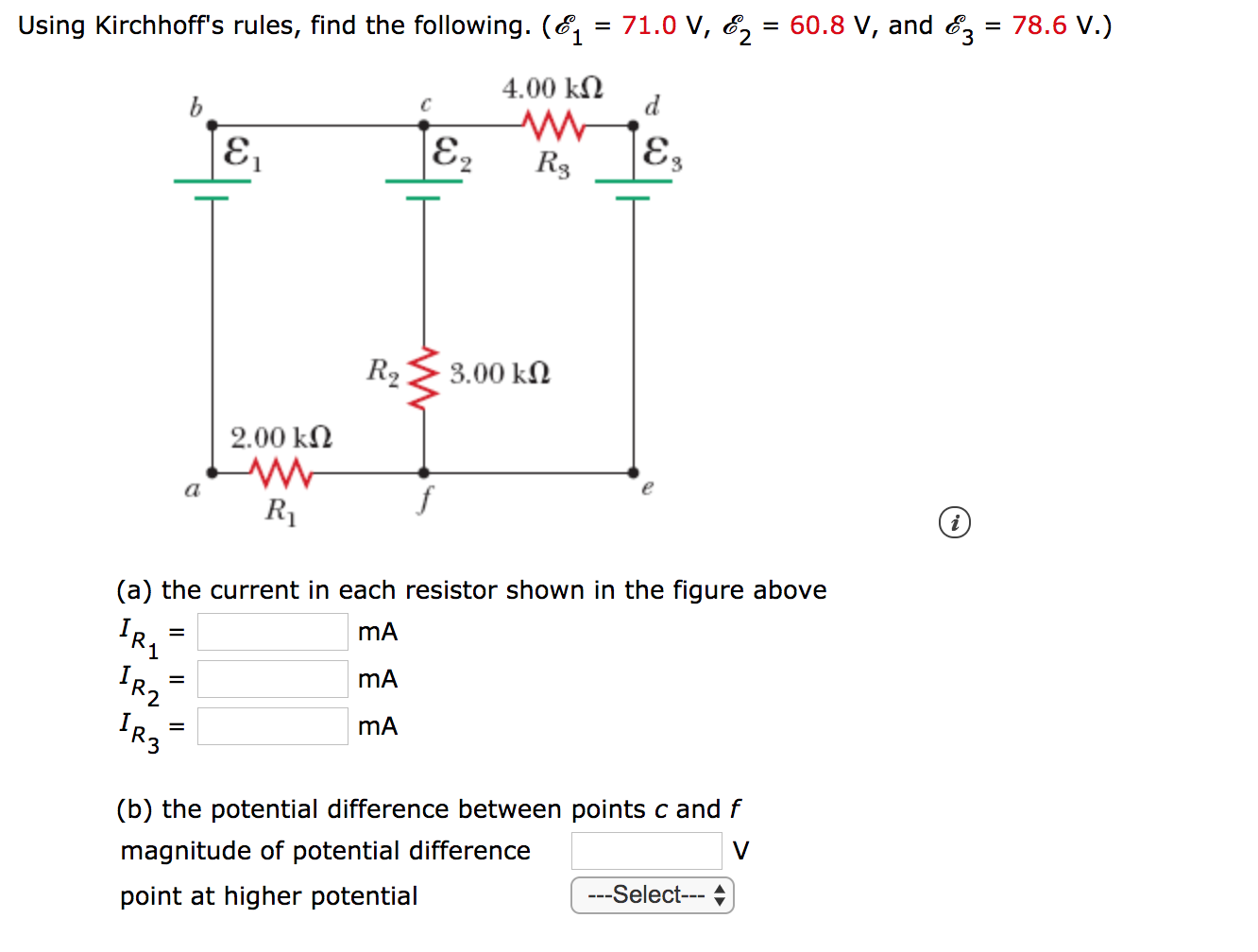 Solved Using Kirchhoff's rules, find the following. (ℰ1 = | Chegg.com Solved Using Kirchhoff's rules, find the following. (ℰ1 = | Chegg.com