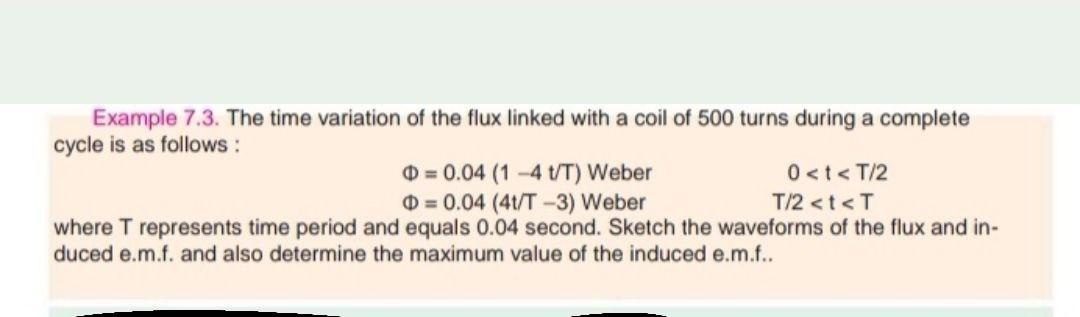 Solved Example 7.3. The time variation of the flux linked | Chegg.com
