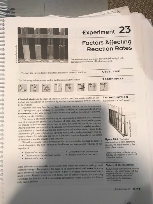 Solved Experiment 23 Factors Affecting Reaction Rates The | Chegg.com