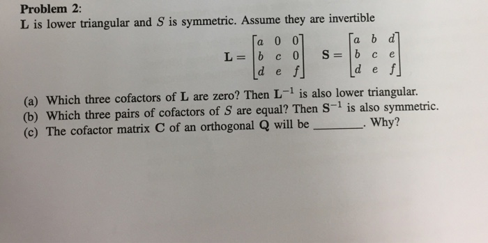 Solved Problem 2 L Is Lower Triangular And S Is Symmetric