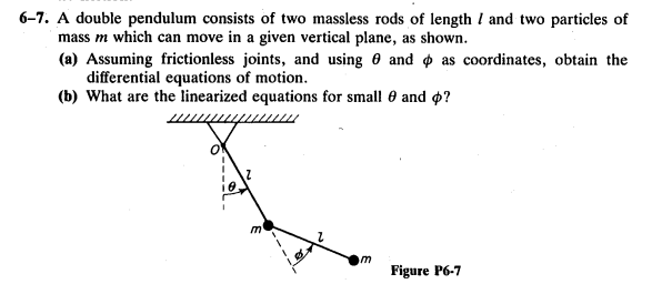 Solved 6-7. A double pendulum consists of two massless rods | Chegg.com