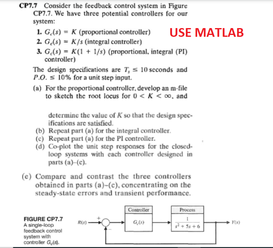 Solved CP7.7 Consider the feedback control system in Figure | Chegg.com