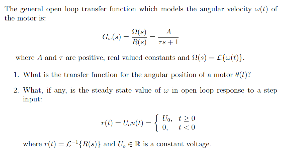 Solved The general open loop transfer function which models | Chegg.com