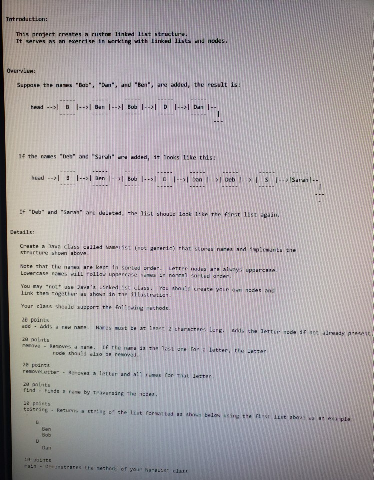 Solved Introduction: This project creates a custom linked | Chegg.com